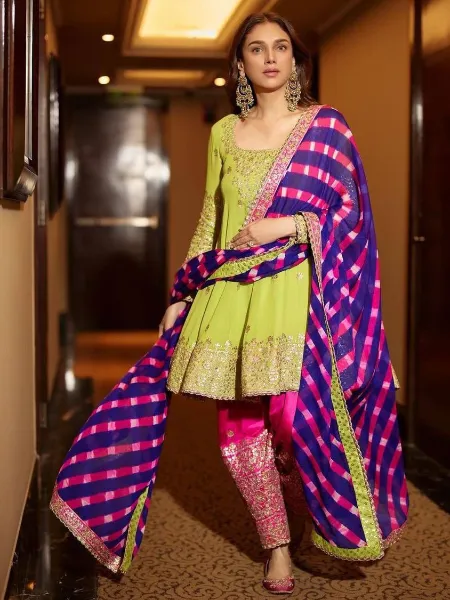 Aditi Rao Hydari Salwar Suit in Parrot With Embroidery Work in ...