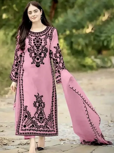 Light Pink Color Salwar Kameez in Georgette With Embroidery and Dupatta ...