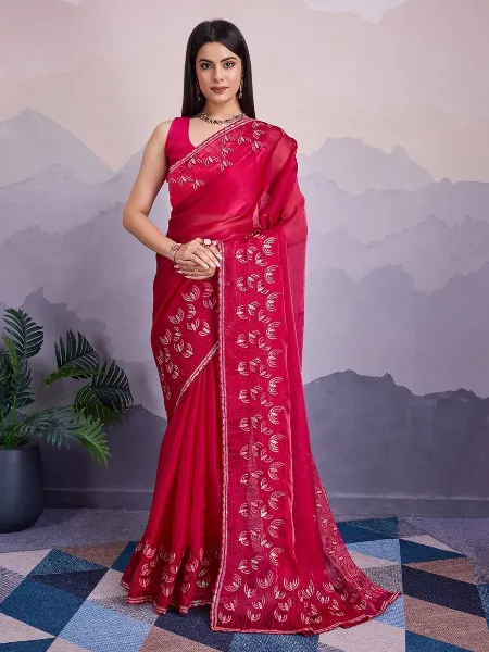 Shining Saree in Maroon Jimmy Choo Silk With Rainbow Sequence ...