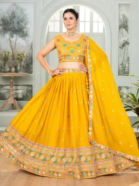 Haldi Lehenga in Yellow Georgette With Sequence Embroidery Lehenga Choli in USA, UK, Malaysia ...